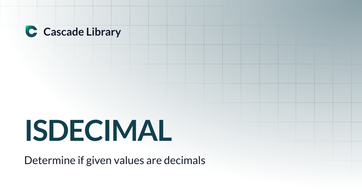 ISDECIMAL | Cascade Library